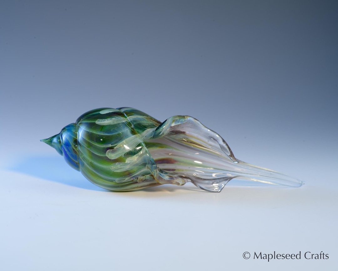 Blown Glass Sea Shell, sea Grass, Hand Blown Glass Seashell Sculpture ...
