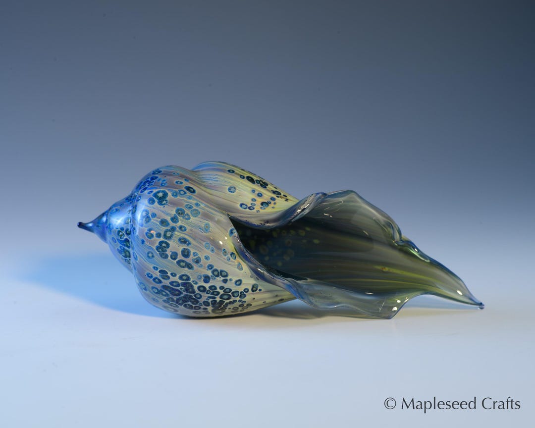 Blown Glass Sea Shell, “dusky Stars”, Hand Blown Glass Seashell ...