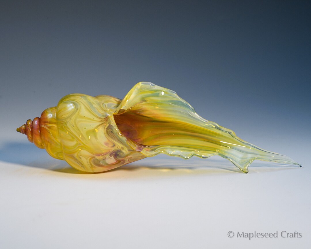 Blown Glass Sea Shell, mermaid Hair, Hand Blown Glass Seashell ...