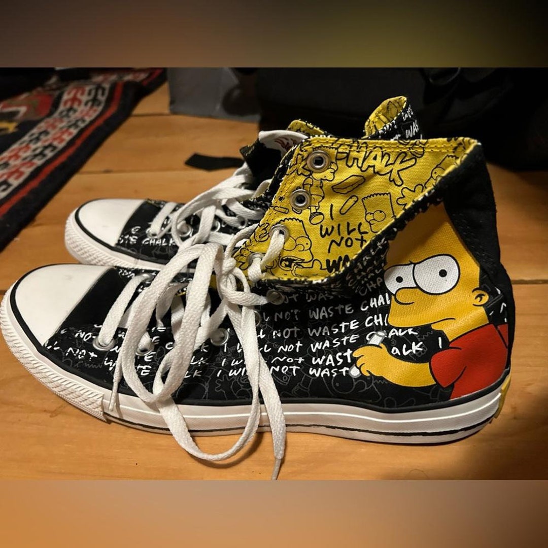 The Simpsons Bart Converse Black and White Canvas Shoes 2013 Mens Size ...