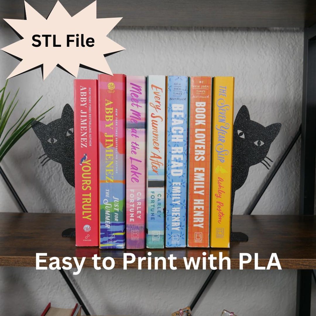 Peeking Cat & Dog Bookend STL File for 3D Printing, Bookshelf Decor for ...