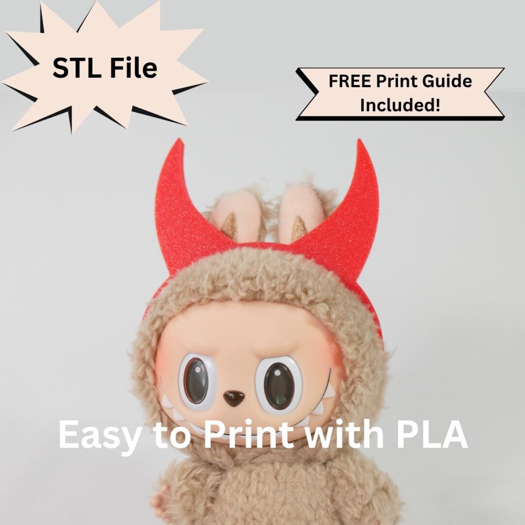 Labubu Devil Demon Horns Hat STL File for 3D Printing, Halloween Cap ...