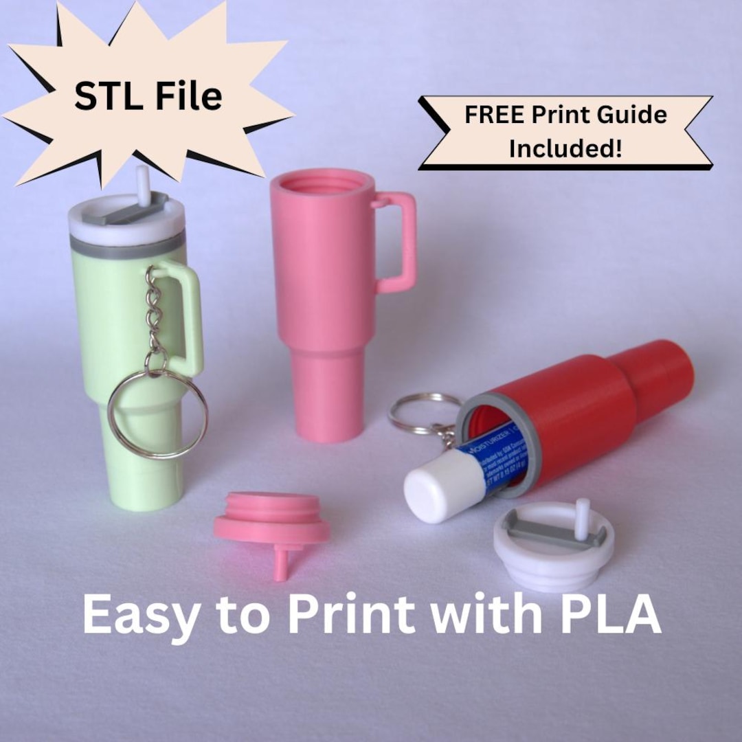 Mini Stanley Inspired Tumbler Chapstick Holder Keychain STL File for 3D ...