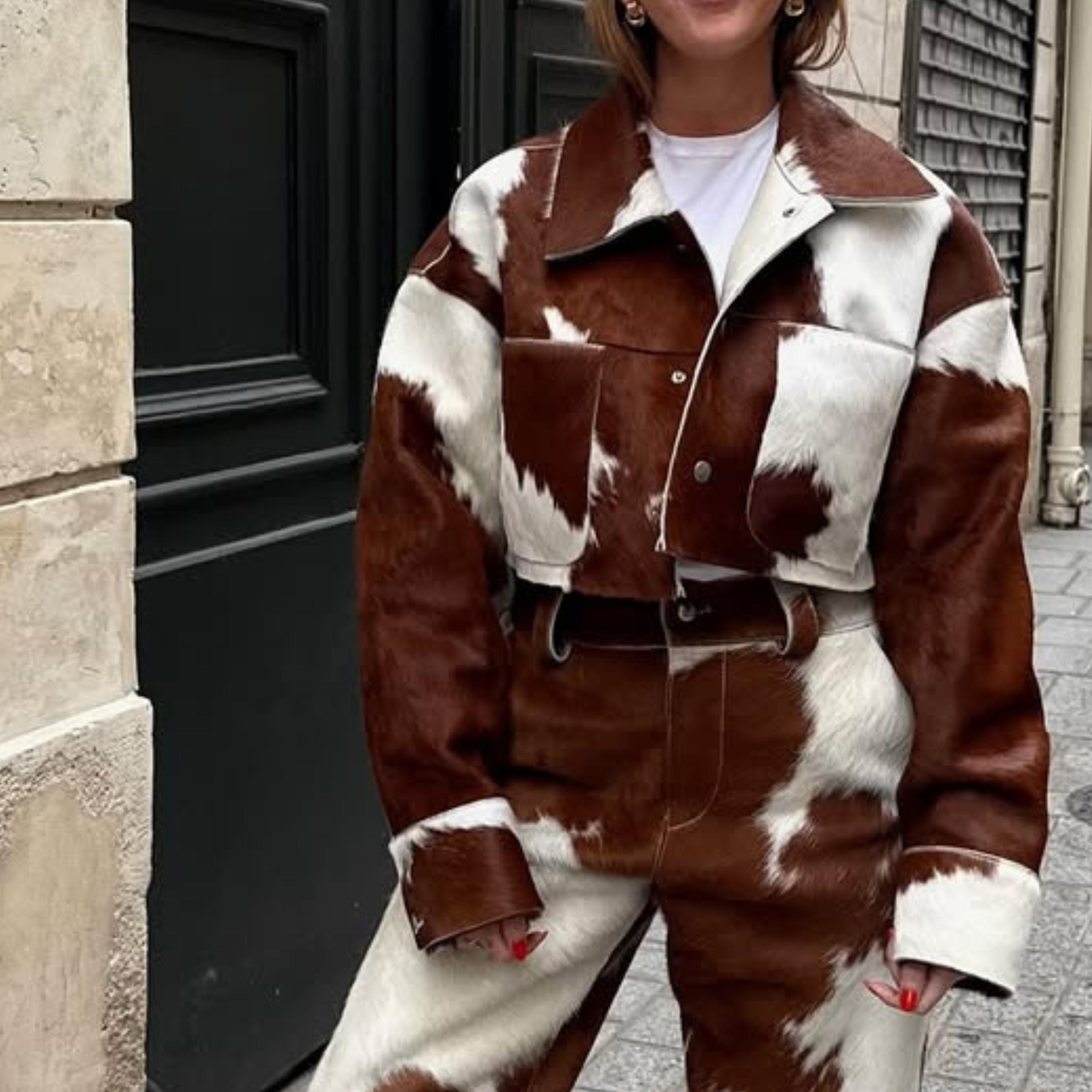 Woman Cow Hide Jacket Personalized for Women, Designer Cowhide Hair-on ...