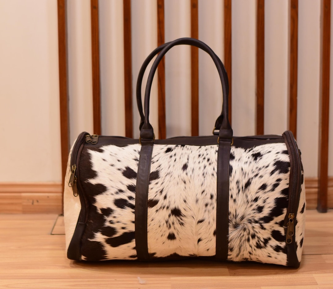 Cowhide Duffle Bag, Stylish Hair-on Leather Animal Skin Bag for Travel ...