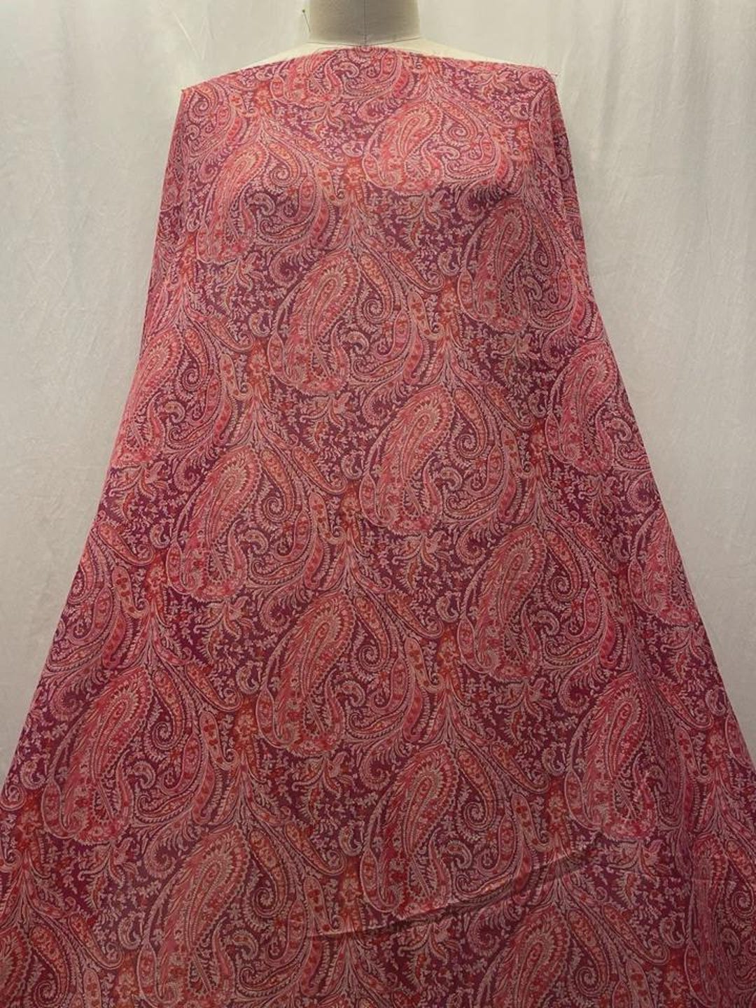 Silk Cotton Blend Batiste Plum Raspberry Paisley Print Fabric by the ...
