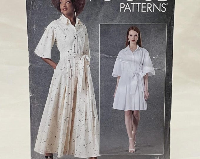 Vogue V1783 Flared Button Front Midi Maxi Dress Uncut Sewing Pattern Sz ...