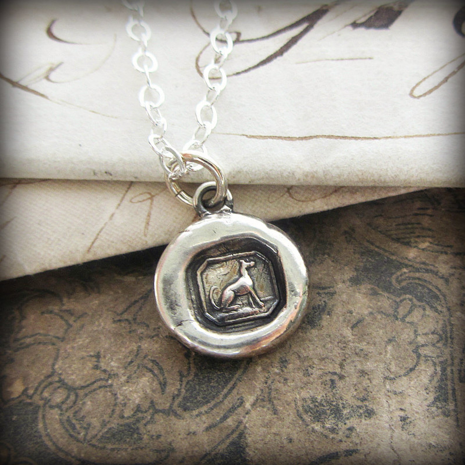 Greyhound Wax Seal Necklace Dog Necklace Greyhound Jewelry | Etsy