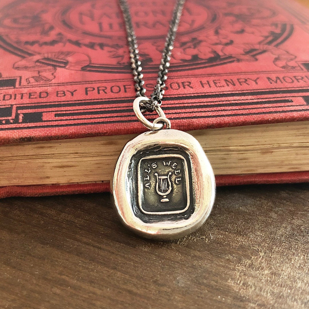 Alls Well Harp Pendant | Wax Seal Sterling Silver Necklace | Gift for ...