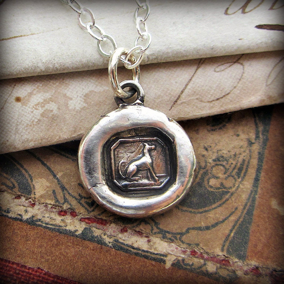 Greyhound Wax Seal Necklace - Dog Necklace - Greyhound Jewelry - Etsy
