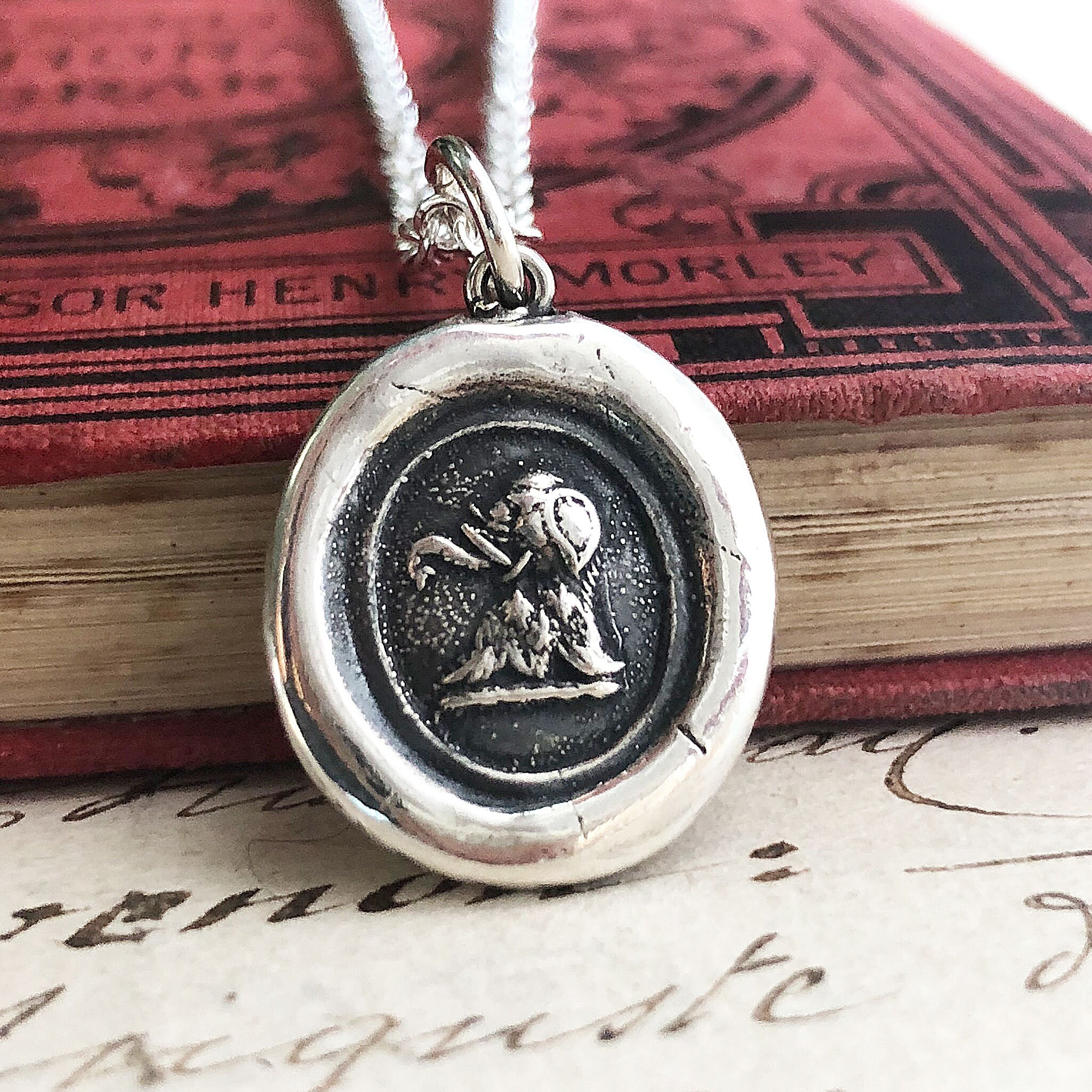 Elephant Wax Seal Necklace Strength Wit and Ambition Good - Etsy
