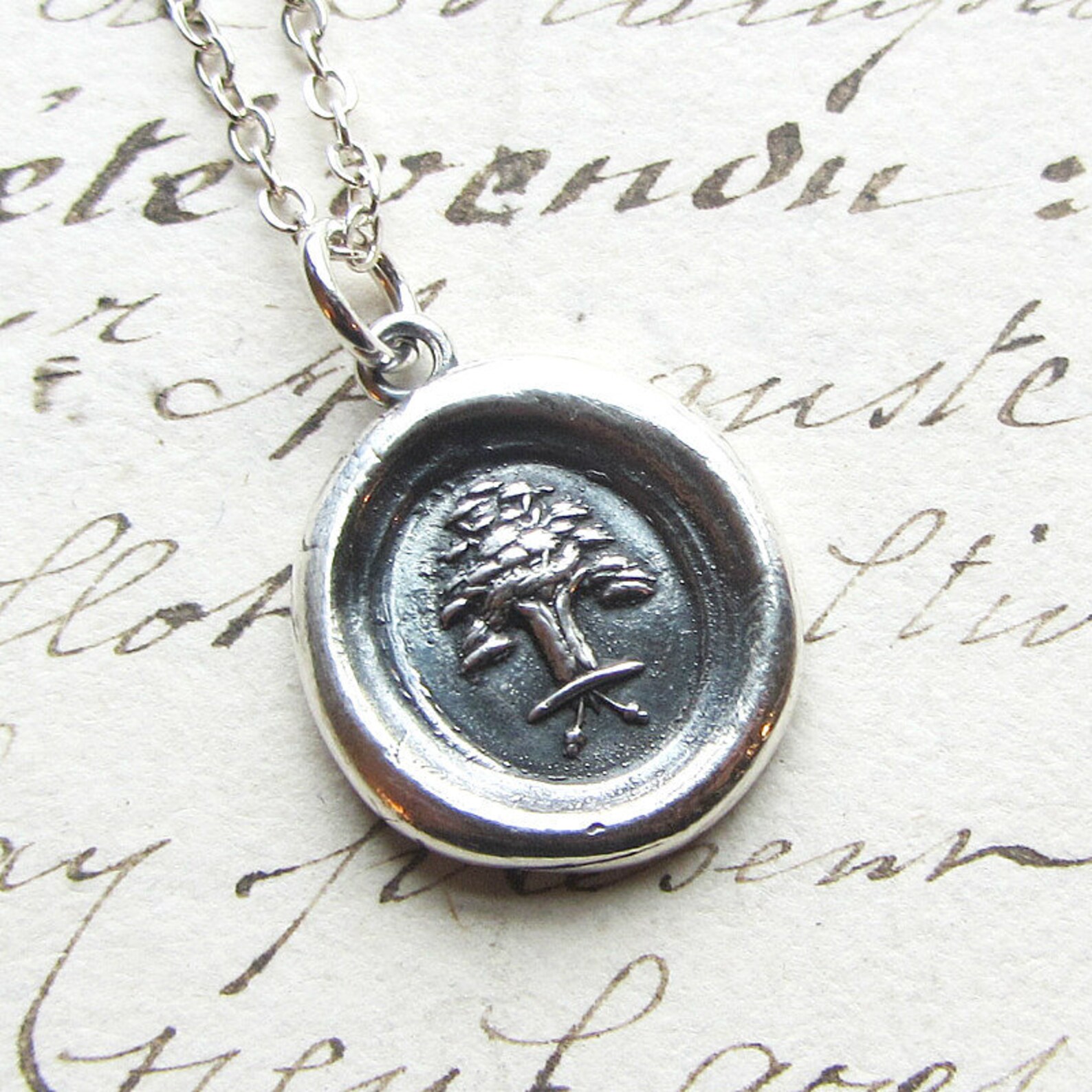 Oak and Acorn Wax Seal Pendant Necklace Every Oak Must Be an | Etsy