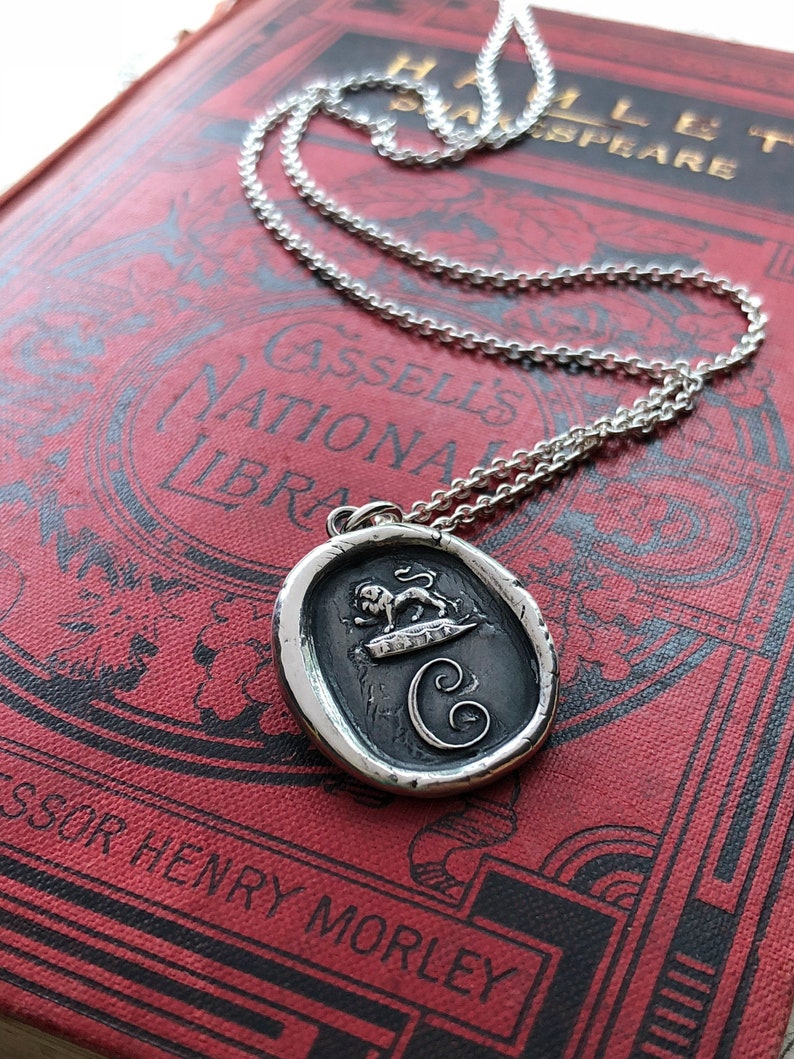 Monogram Wax Seal Necklace Initial C Vintage Wax Seal - Etsy