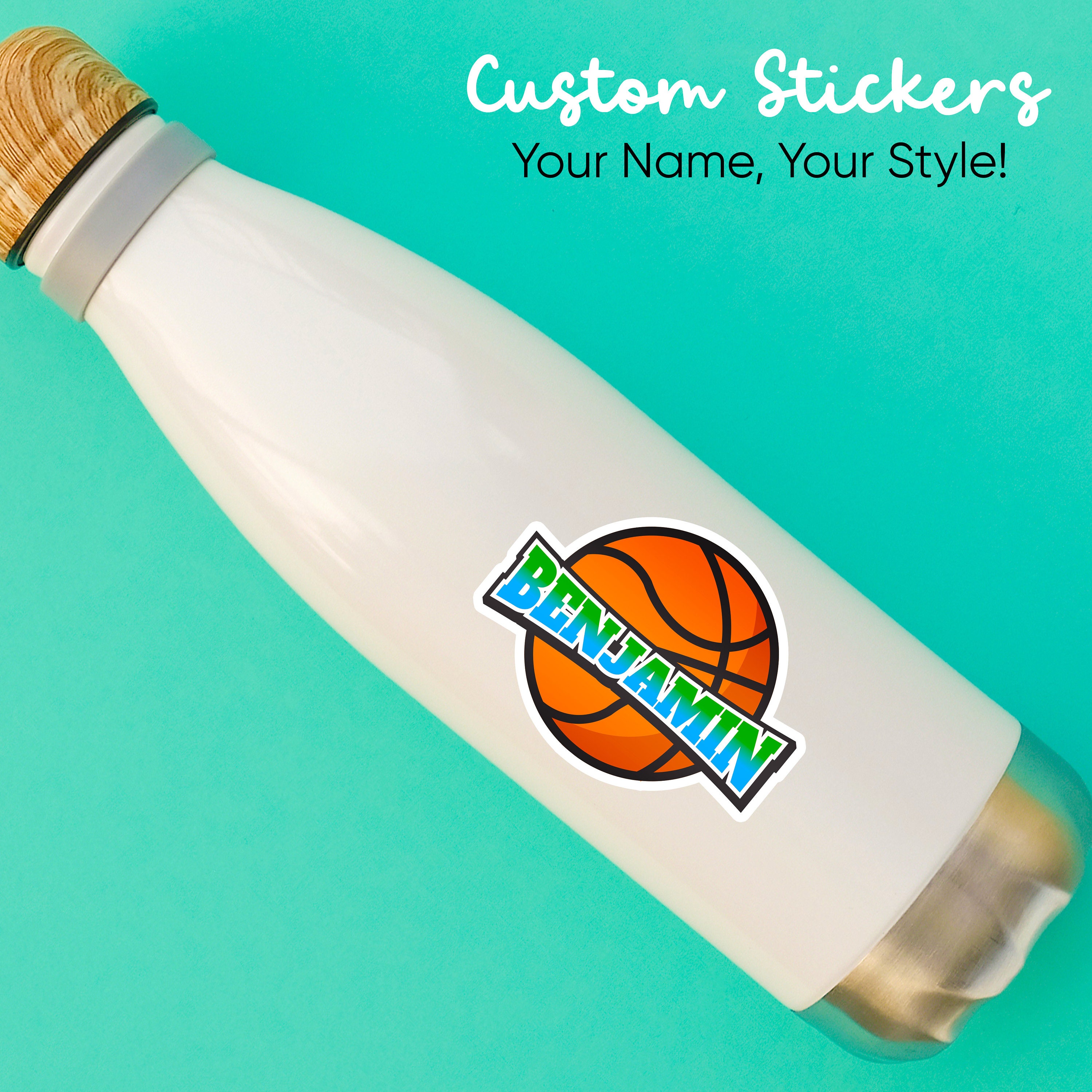 Sports Font Style Custom Name Sticker With Ball, Personalized Decal ...