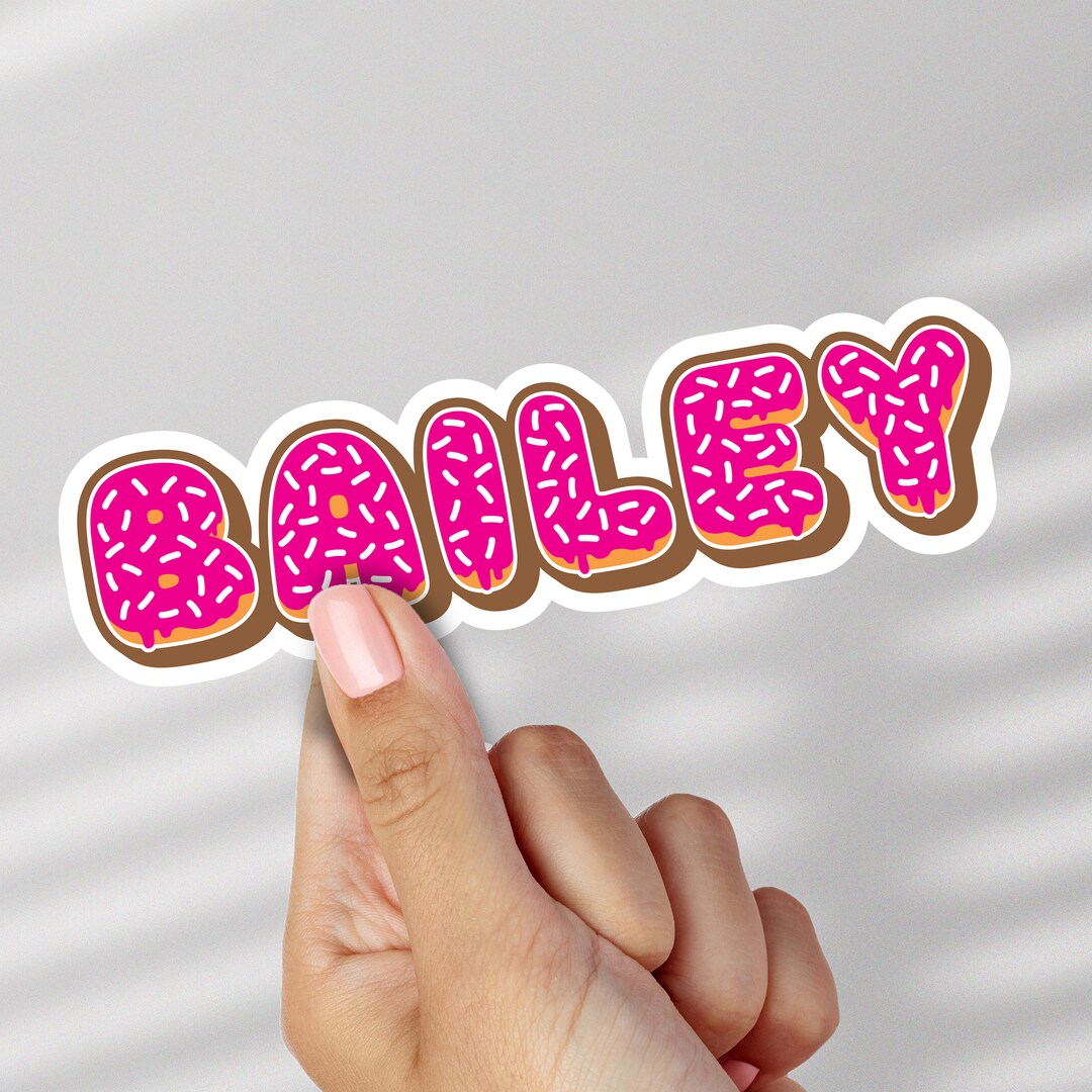 Donut Font Style Custom Name Sticker, Personalized Decal, Vinyl Sticker ...