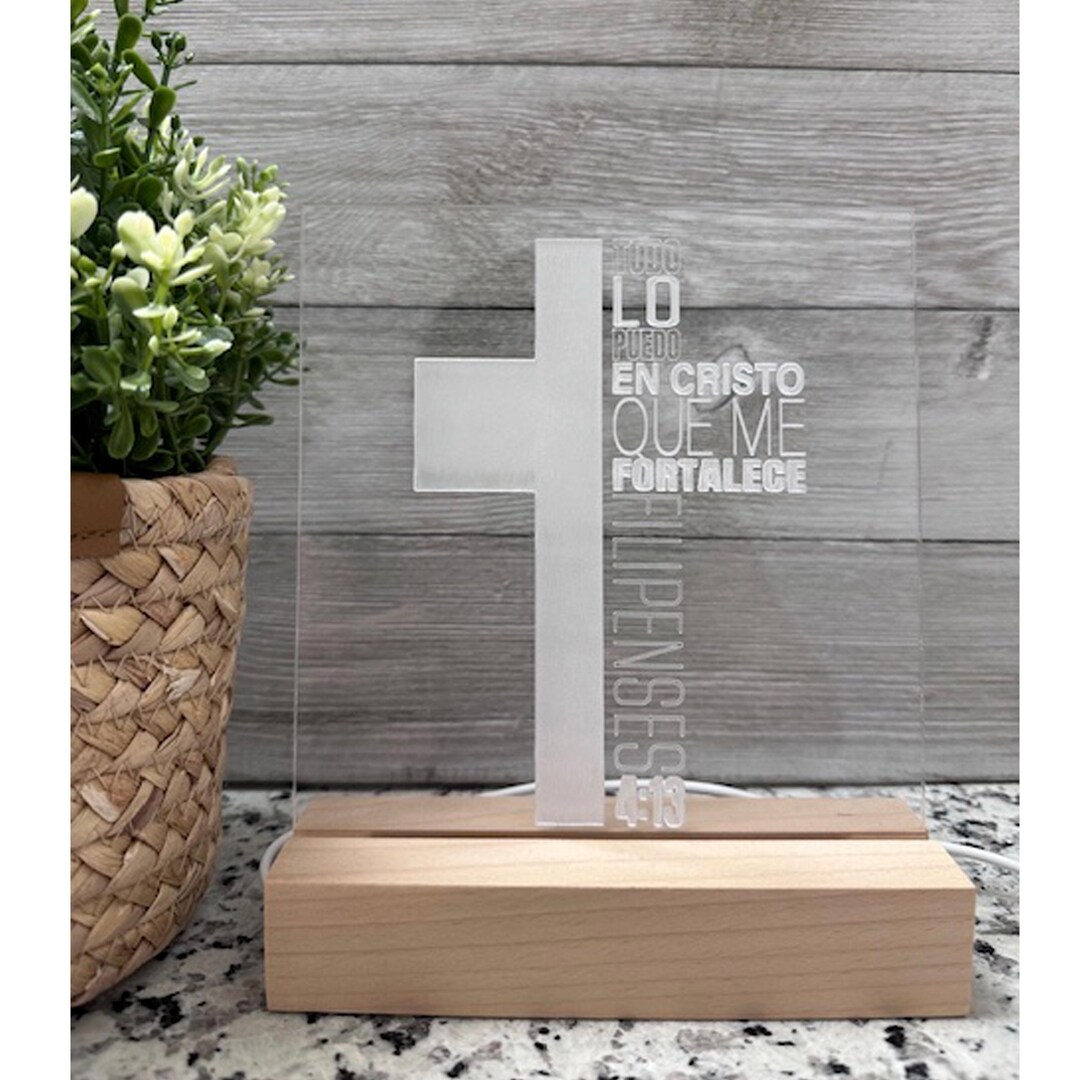 Personalized Catholic Bible Verse LED Lamp - Remote Control Nightstand ...