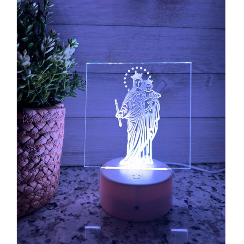 Virgen Maria Auxiliadora Catholic Home Altar LED Nightstand Lamp With ...