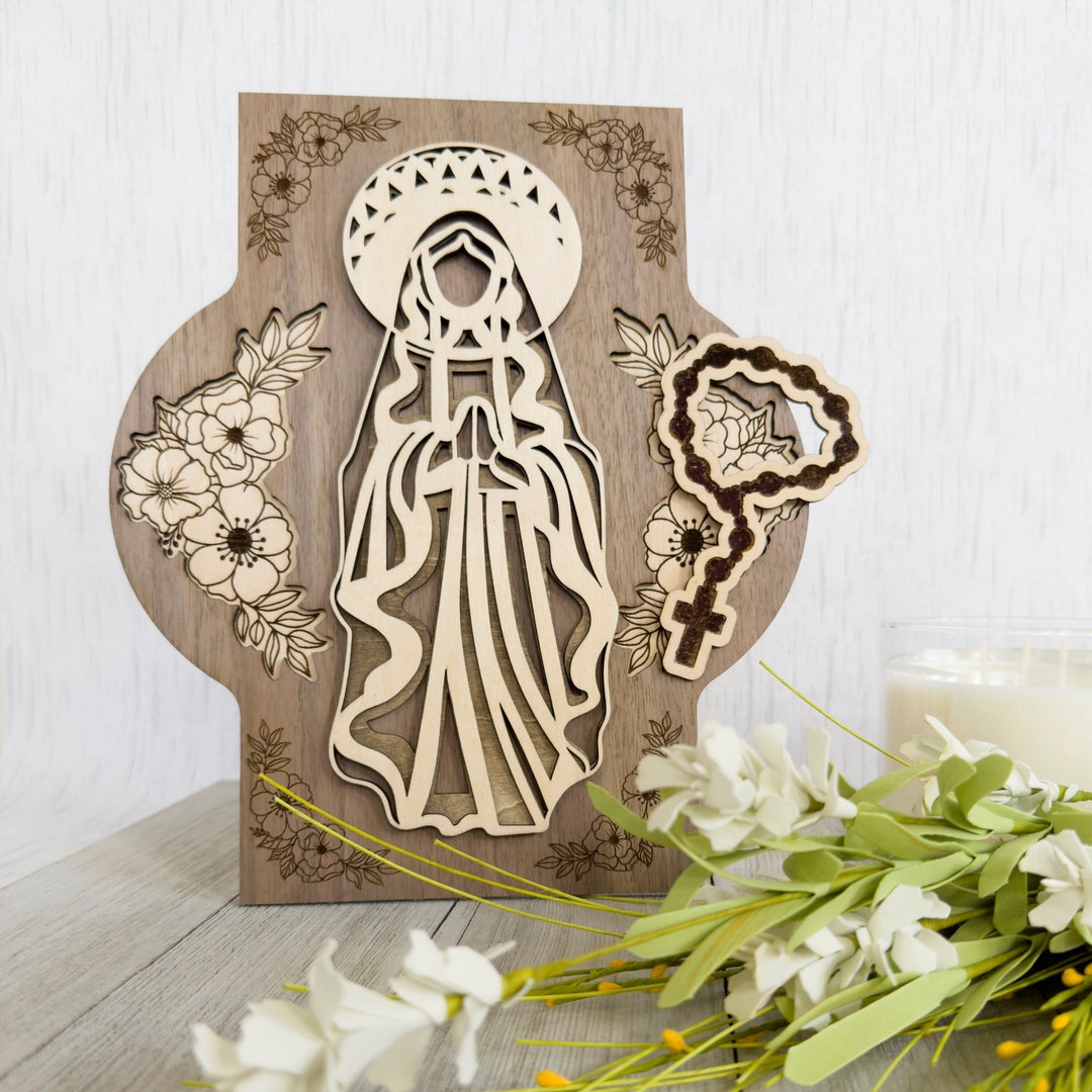 Virgin Mary Wood Art - Unique Catholic Decor & Inspired Gifts - Etsy