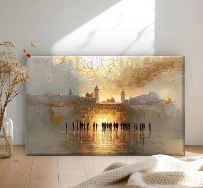 Jewish Art Gold Jerusalem Canvas Art for Jewish Home Decor, Judaica ...