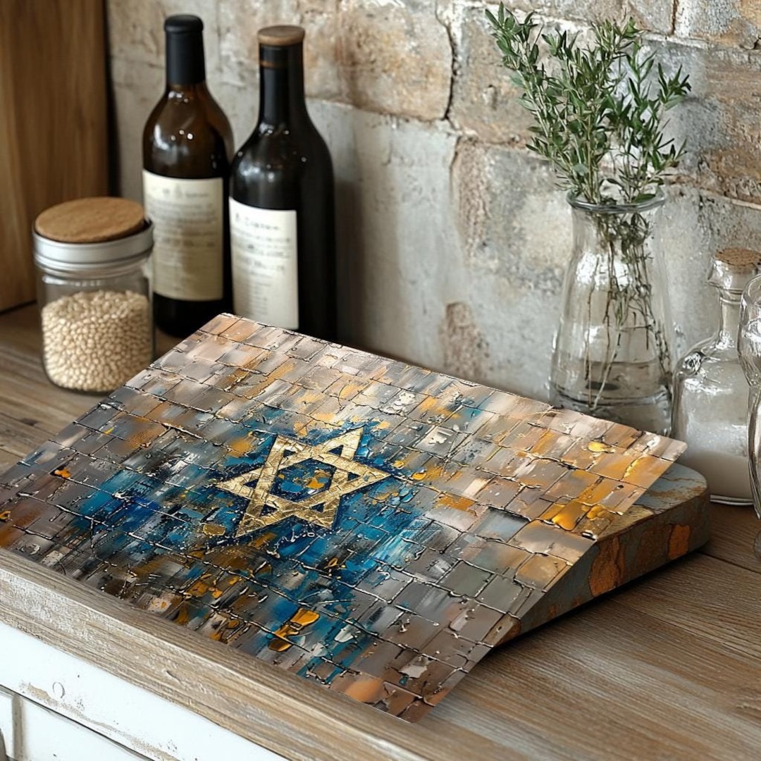 Star of David Challah Board: Kotel Art Glass Cutting Board Gift - Etsy UK