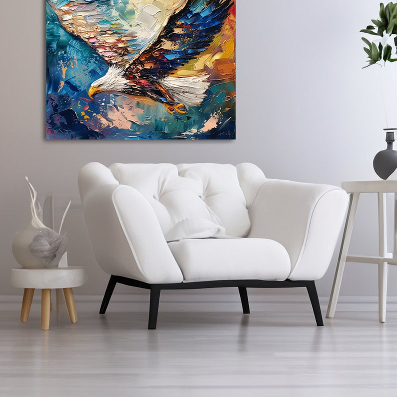 Flying Eagle Canvas Print – Modern Abstract Animal Wall Art - Etsy