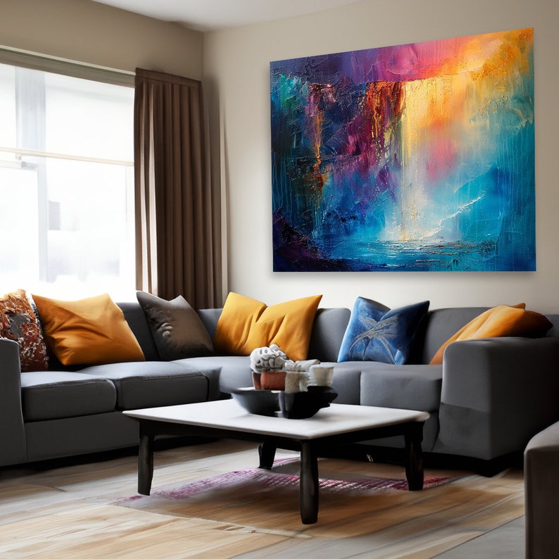 Extra Large, Colorful Abstract Waterfall Wall Art Print on Canvas - Etsy