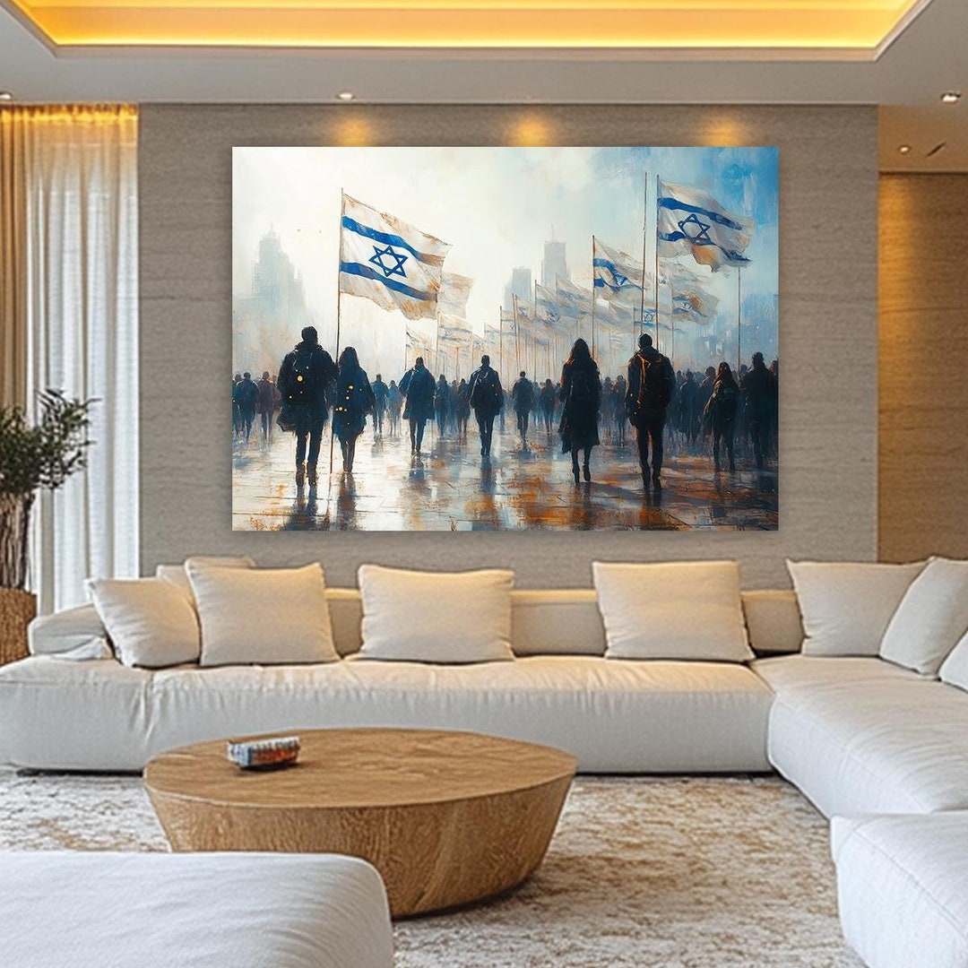 Jewish Art - Israeli Flag Canvas Art: Jewish Home Decor, Judaica Wall ...