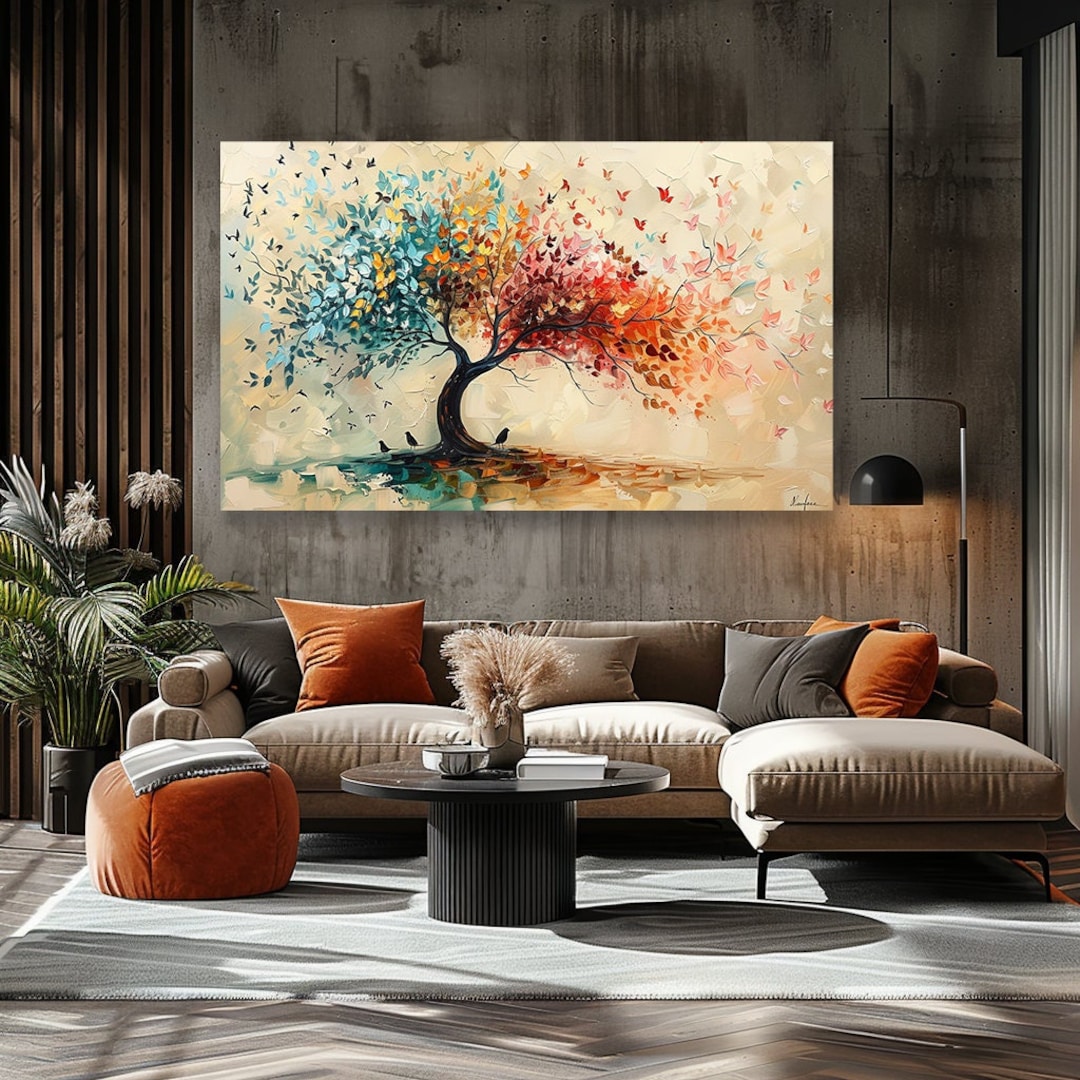 Colourful Tree Art Print, Tree of Life, Rainbow Decor, Large Colorful ...