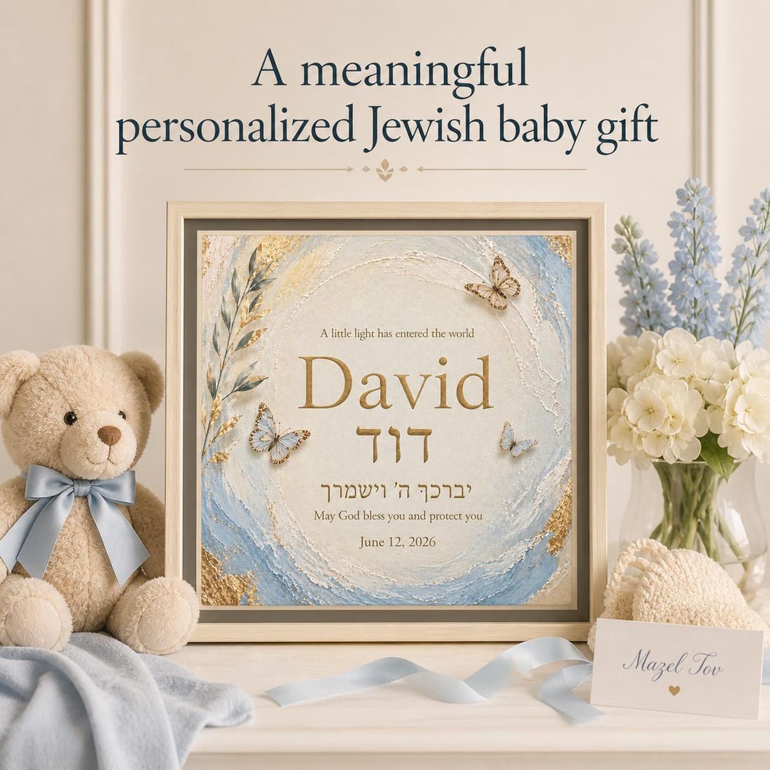 Personalized Hebrew Baby Name, Jewish Baby Brit Milah Gift, Nursery ...