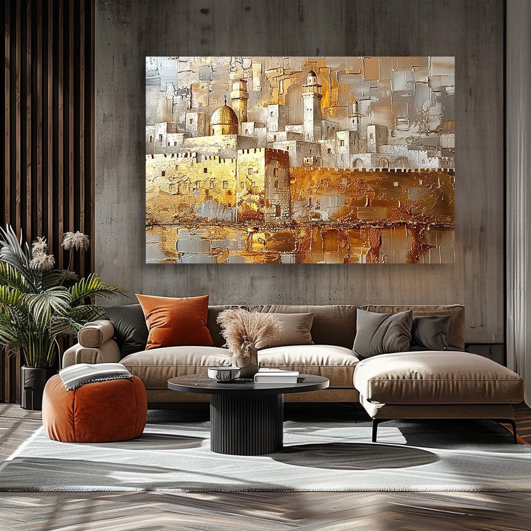 Jerusalem Gold Tones Jewish Art Print: Judaica Wall Decor (digital ...