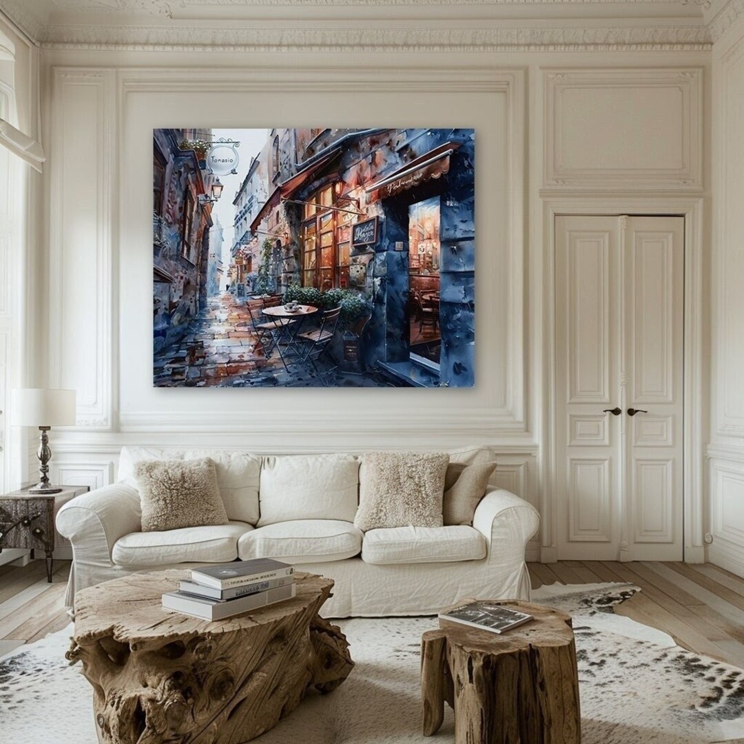 Urban Street Canvas Wall Art - Abstract Cityscape Decor | European Old ...