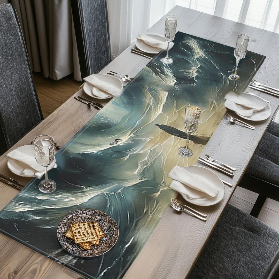 Passover Table Runner | Moses Parting Red Sea | Pesach Gift | Jewish ...