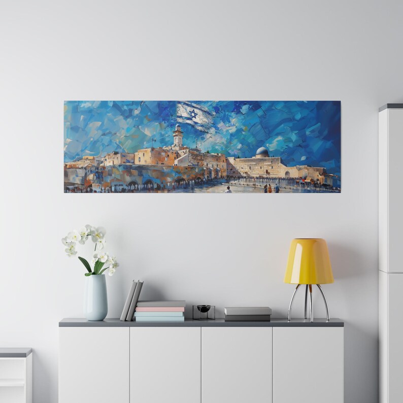 Jewish Digital Art Print of Jerusalem Painting Modern Jewish Home Decor ...