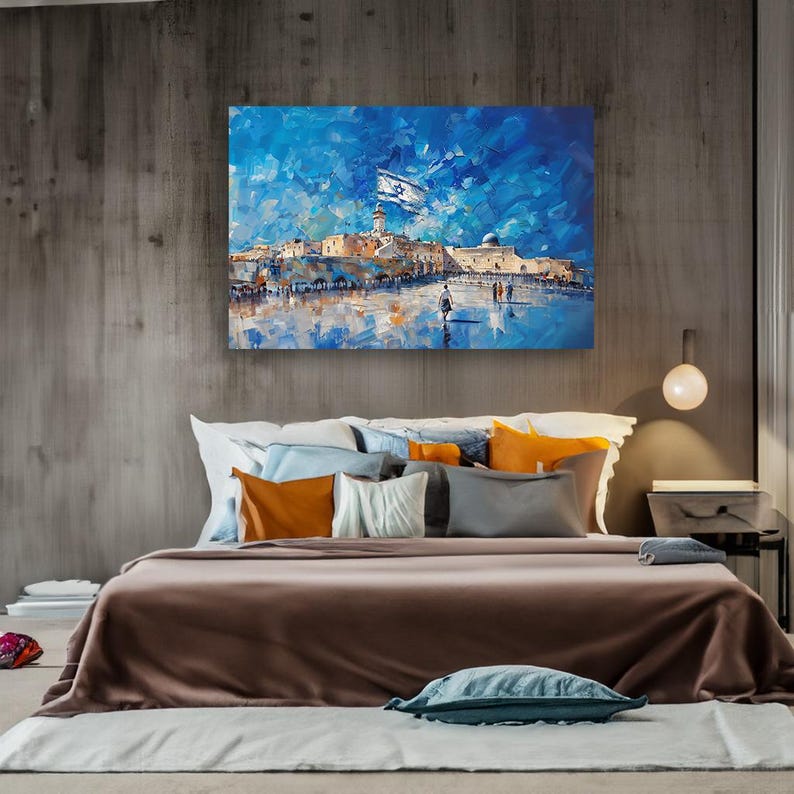 Jewish Digital Art Print of Jerusalem Painting Modern Jewish Home Decor ...