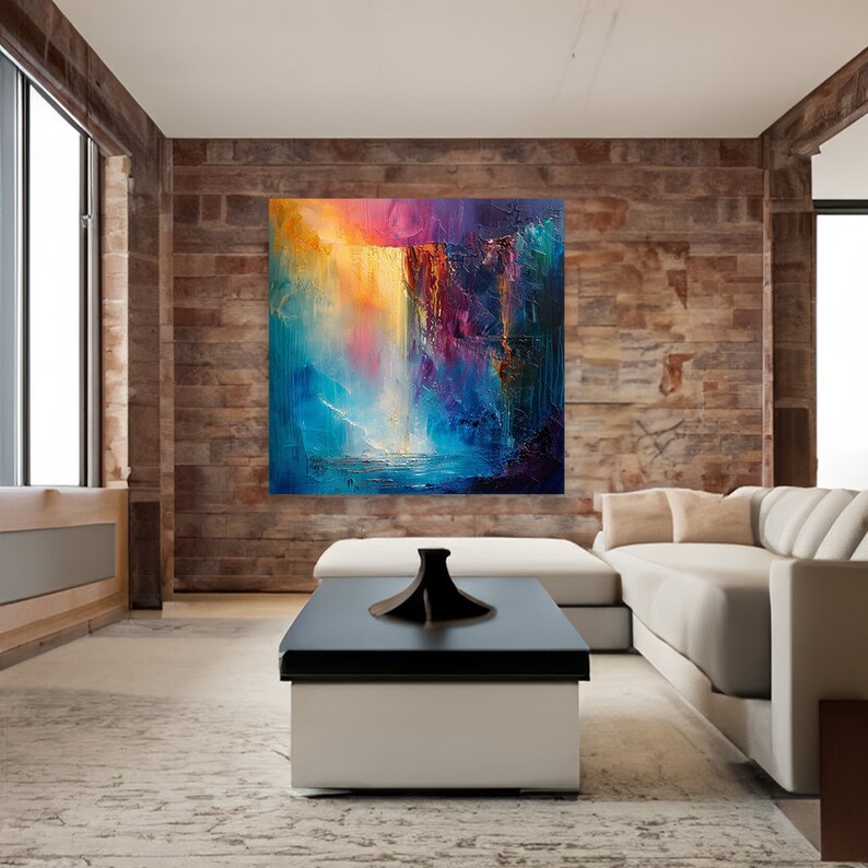 Extra Large, Colorful Abstract Waterfall Wall Art Print on Canvas - Etsy