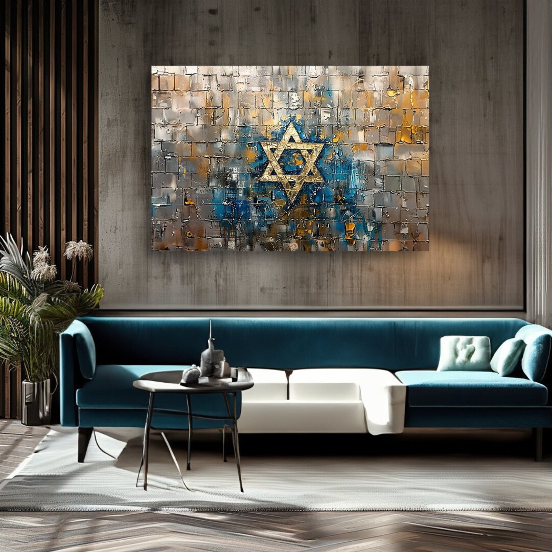 Unique Jewish Wall Art for New House Judaica Gifts Gold Star of David ...