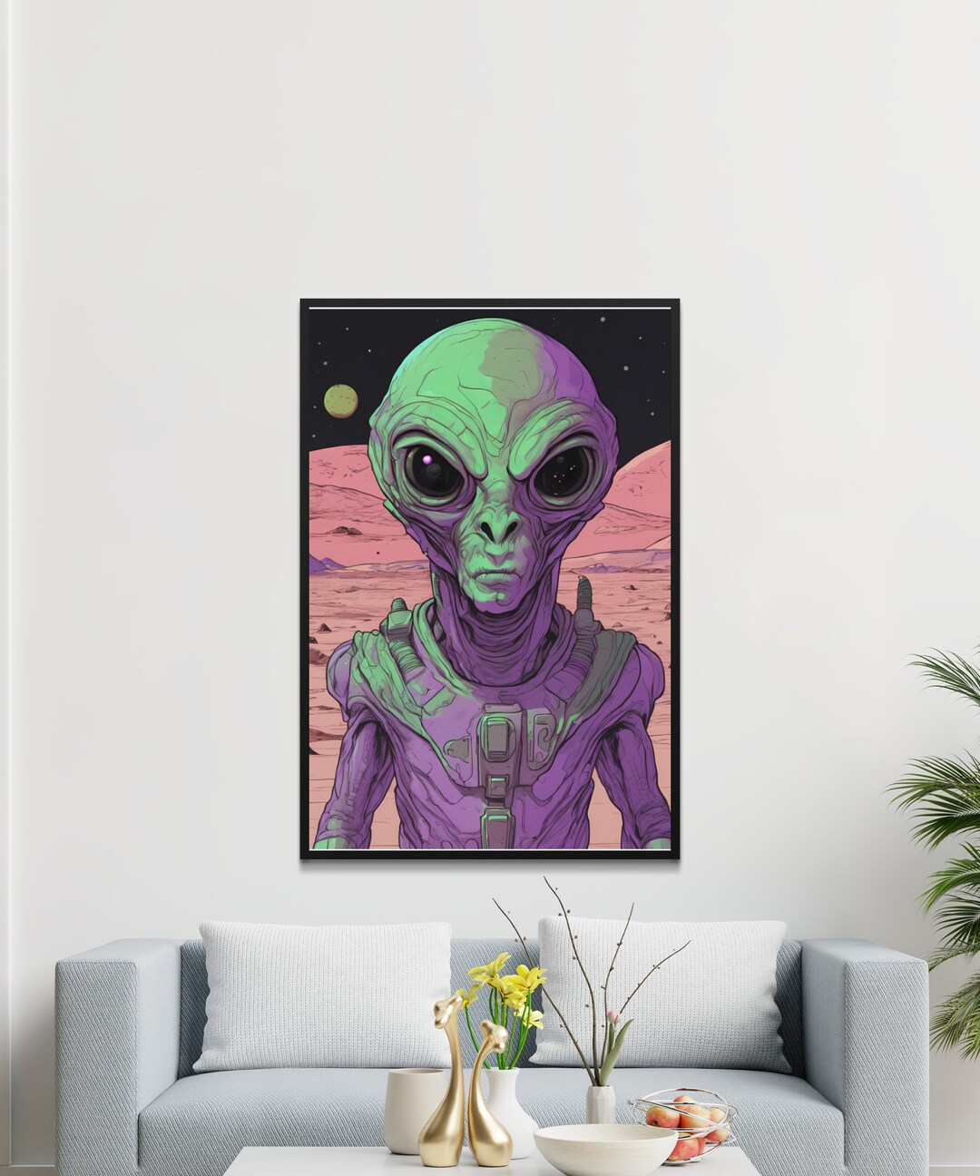Alien Space Art Alien Planet Sci-fi Wall Art Galaxy Decor Cool Poster ...