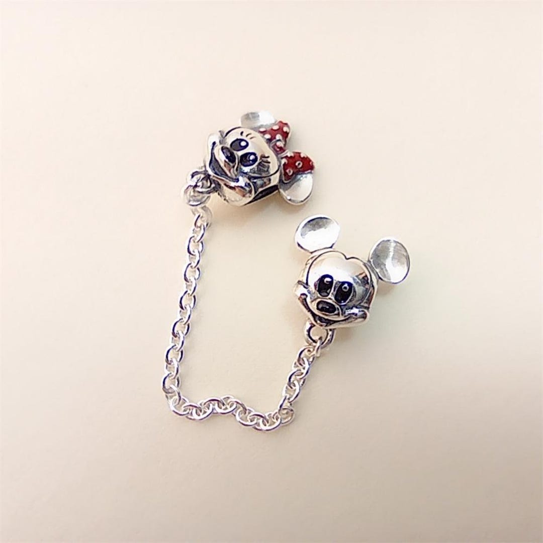 Pandora Mickey Mouse Safety Chain Charms Bracelet With Pouch Sterling ...