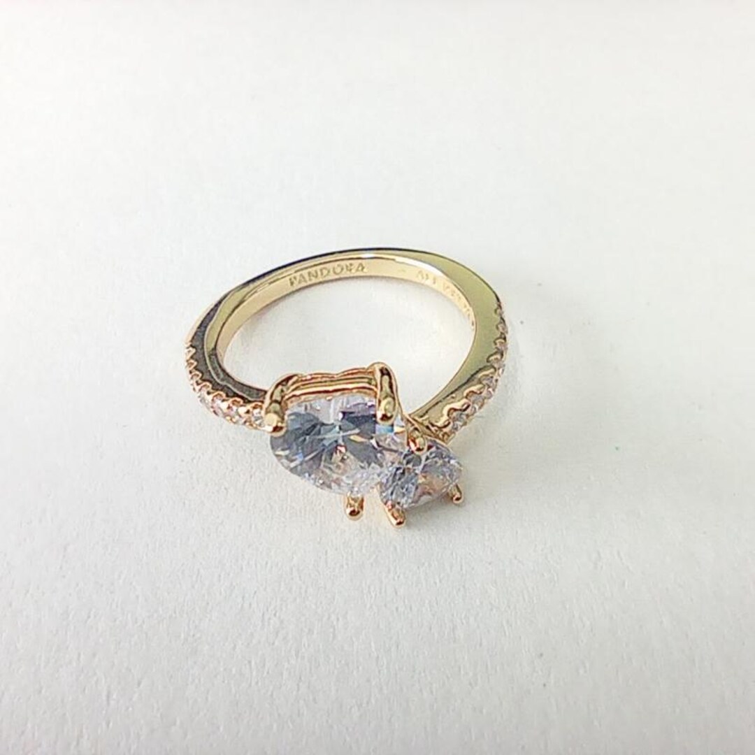 Pandora Double Heart Sparkling Ring Ale - Etsy