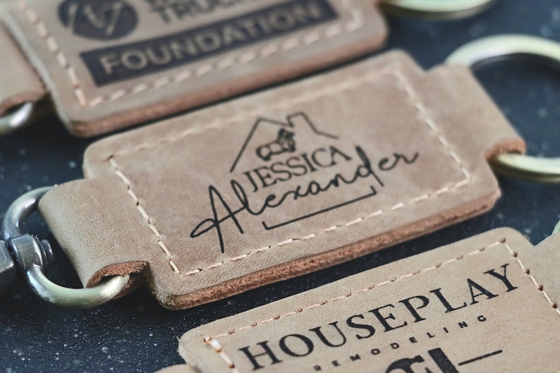 Business Logo Keychain, Custom Leather Keychain - Etsy