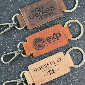 Business Logo Keychain, Custom Leather Keychain - Etsy