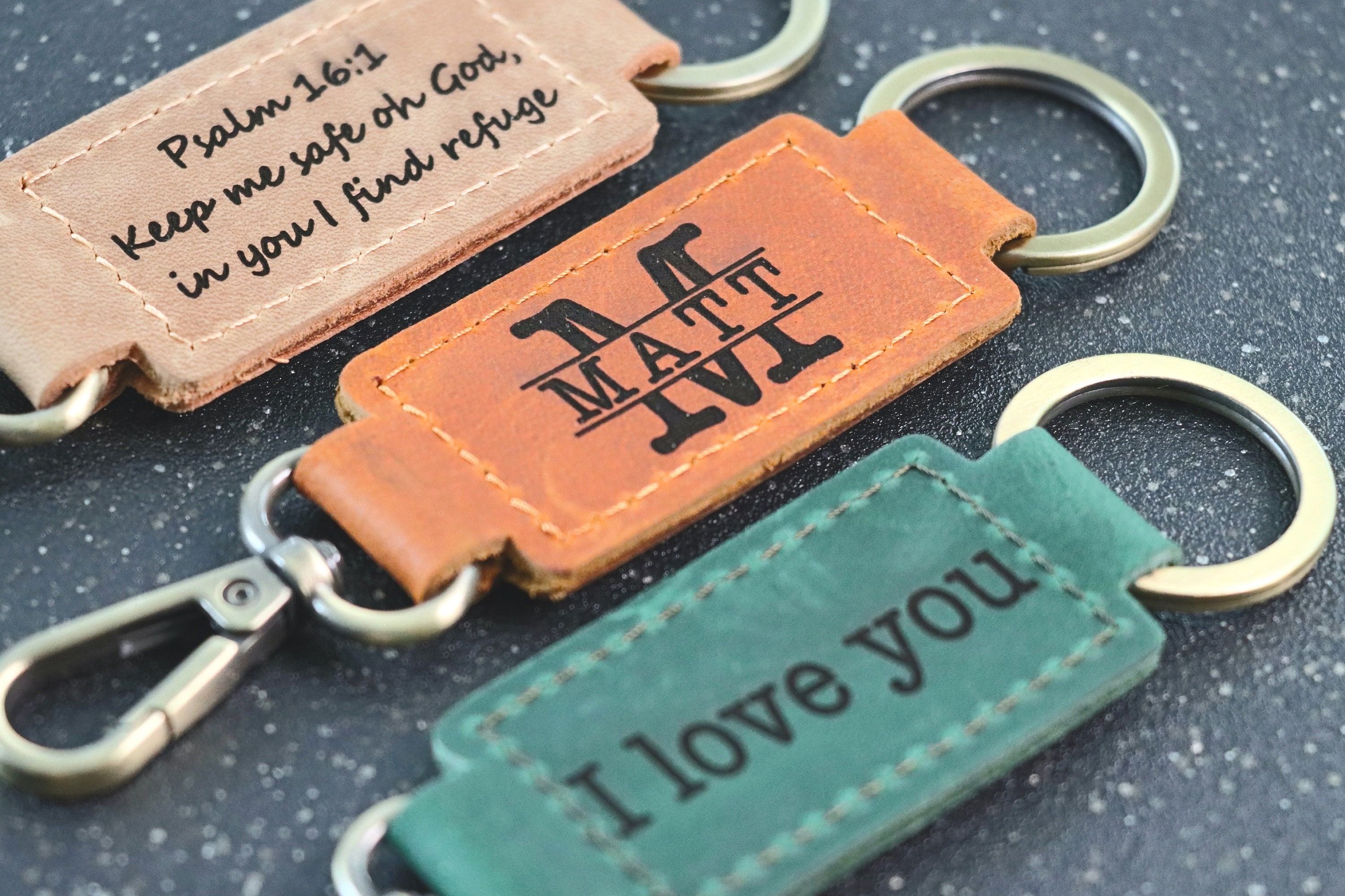 Personalized Leather Keychain. Custom Leather Keychain. Monogrammed ...