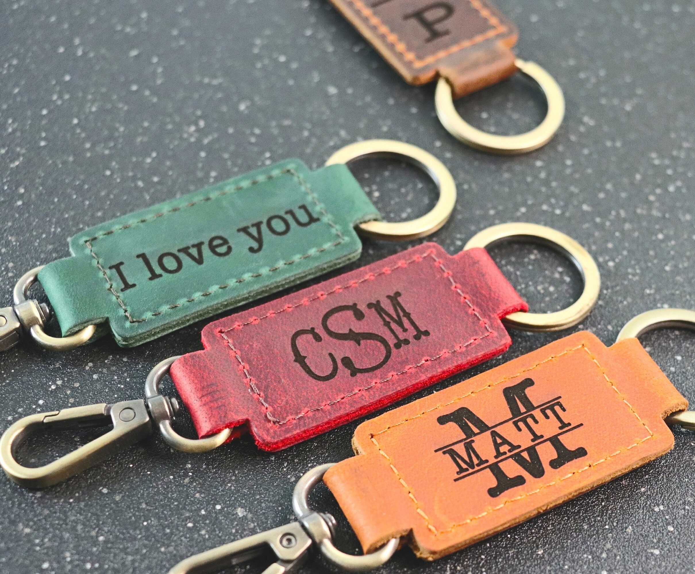 Personalized Leather Keychain. Custom Leather Keychain. Monogrammed Leather Key Fob - Etsy