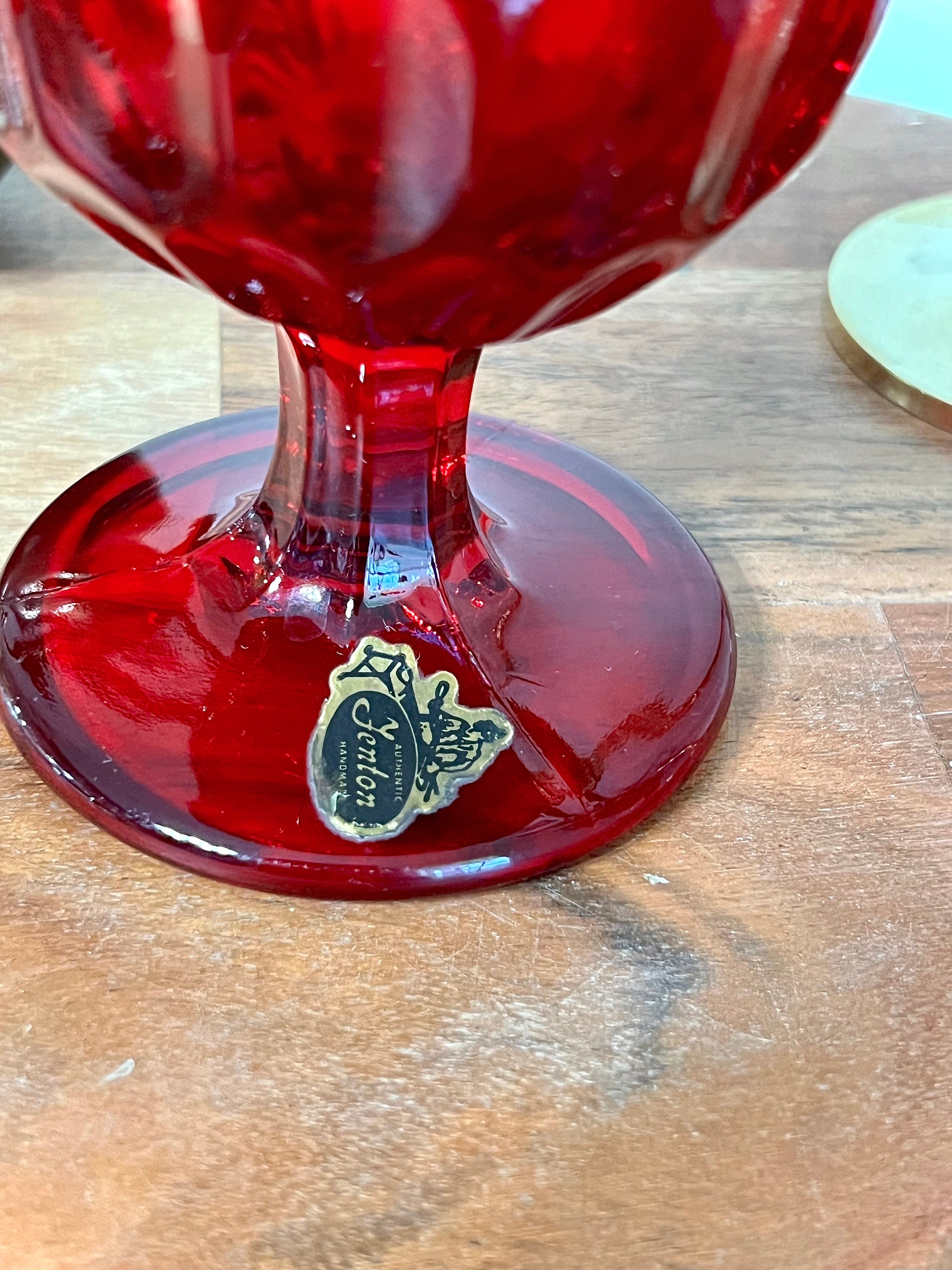 Large Fenton Ruby Red Thumbprint Amberina Swung Vase - Etsy