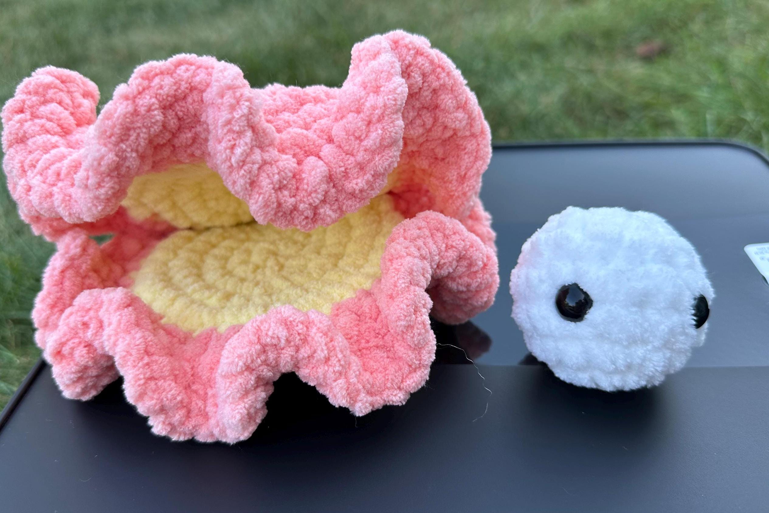 Crochet Pearl and Clam Shell Handmade Plushie - Etsy