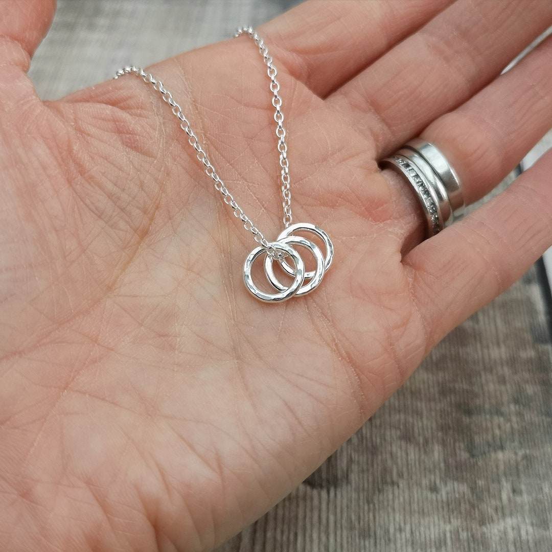 Silver Three Circle Necklace - Silver Necklace, Three Decades Necklace ...