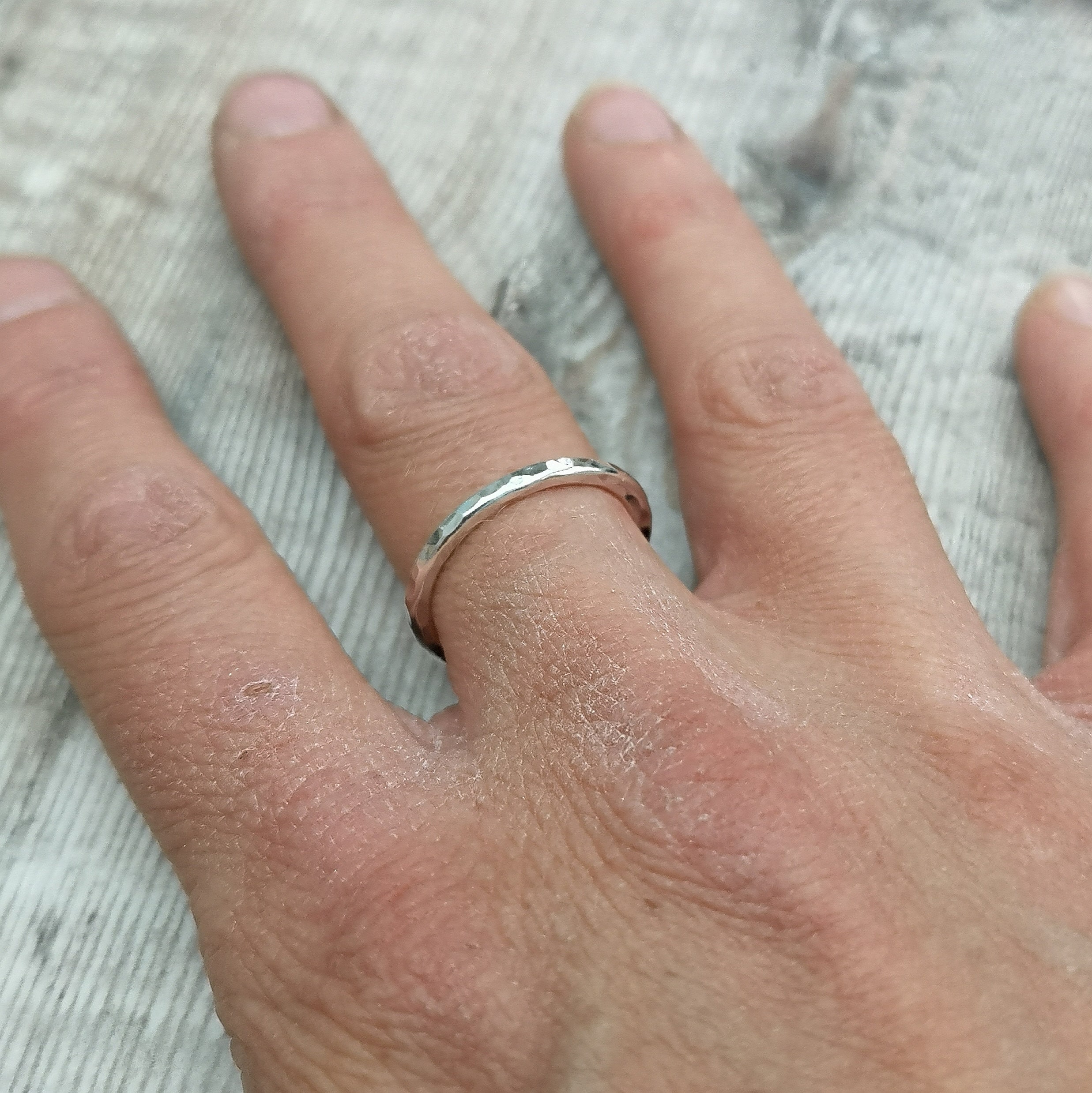 Hammered Ring Silver Ring Band Hammered Ring Band Silver - Etsy