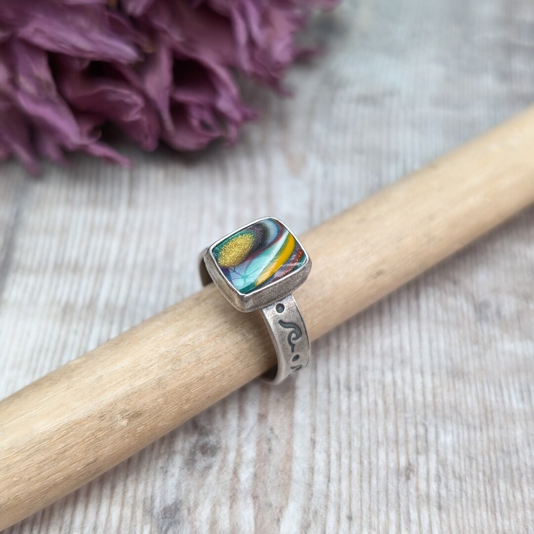 Silver Rainbow Surfite Wave Ring UK Size S Recycled Sterling Silver ...