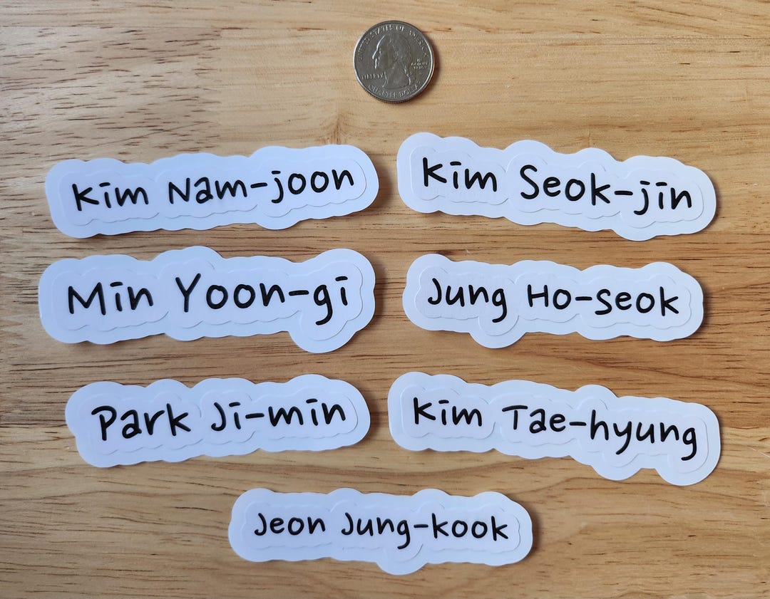ARMY!!! BTS Proper Name Stickers. Waterproof Vinyl Stickers - Etsy