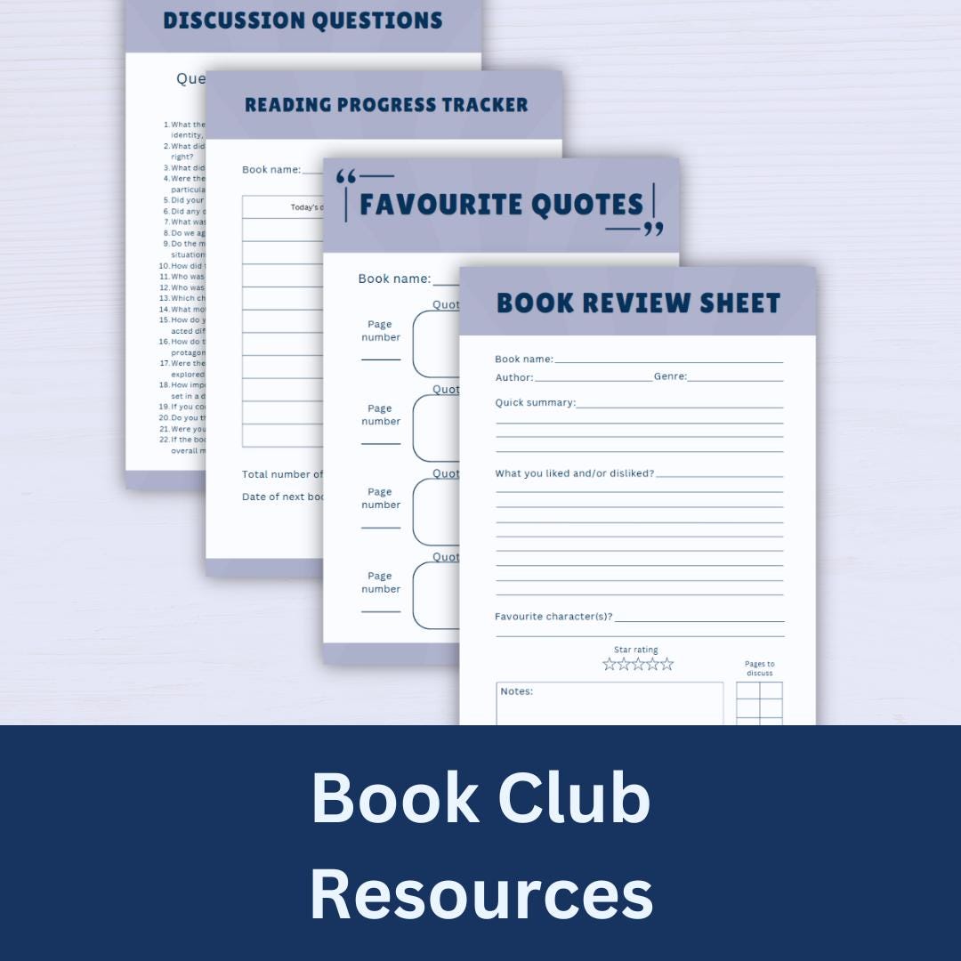Book Club Resources, Worksheets for Readers and Book Clubs, Digital ...